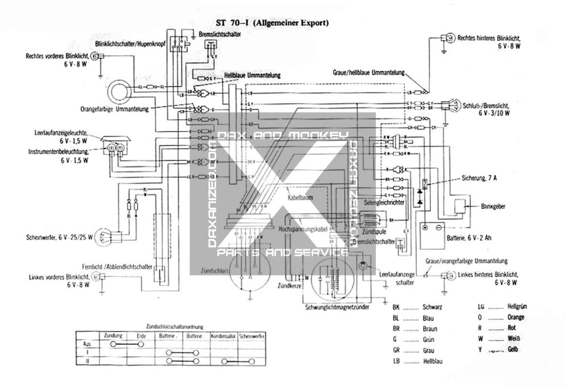 Schaltplan Honda Dax ST70 6Volt Export